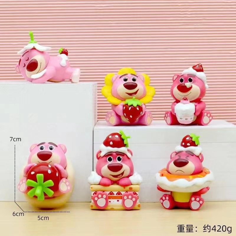 Jual Isi 6pc / set Figure Lotso Strawberry Bear / topper cake pajangan ...