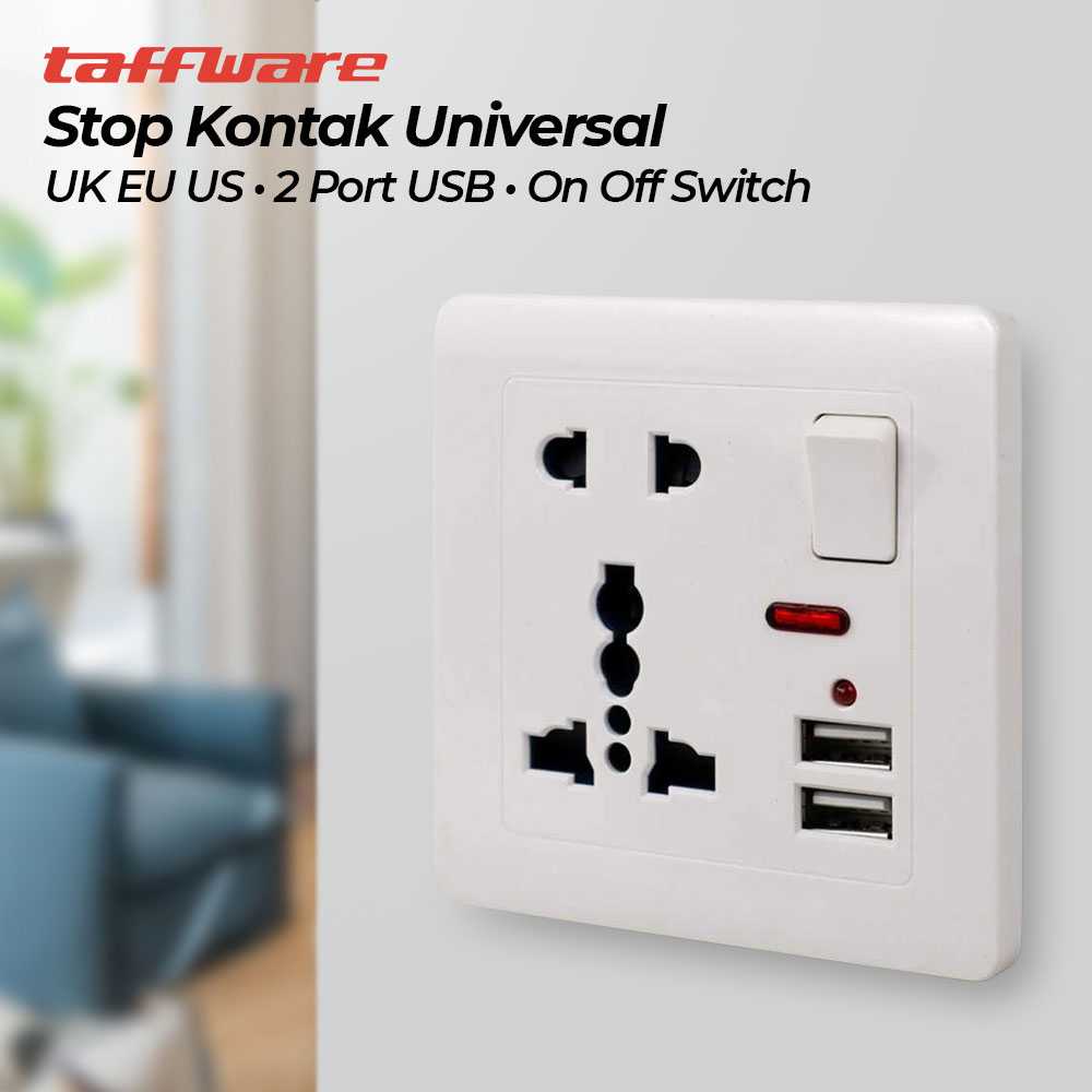 Jual Stop Kontak Dinding Universal UK EU US 2 Port USB On Off Switch ...