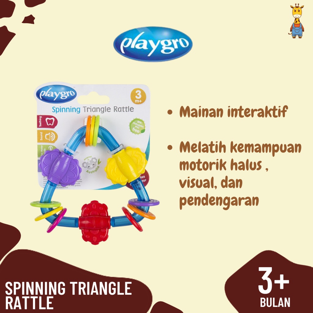 Jual Playgro Baby Spinning Triangle Rattle - Mainan Gigit Anak Bayi ...