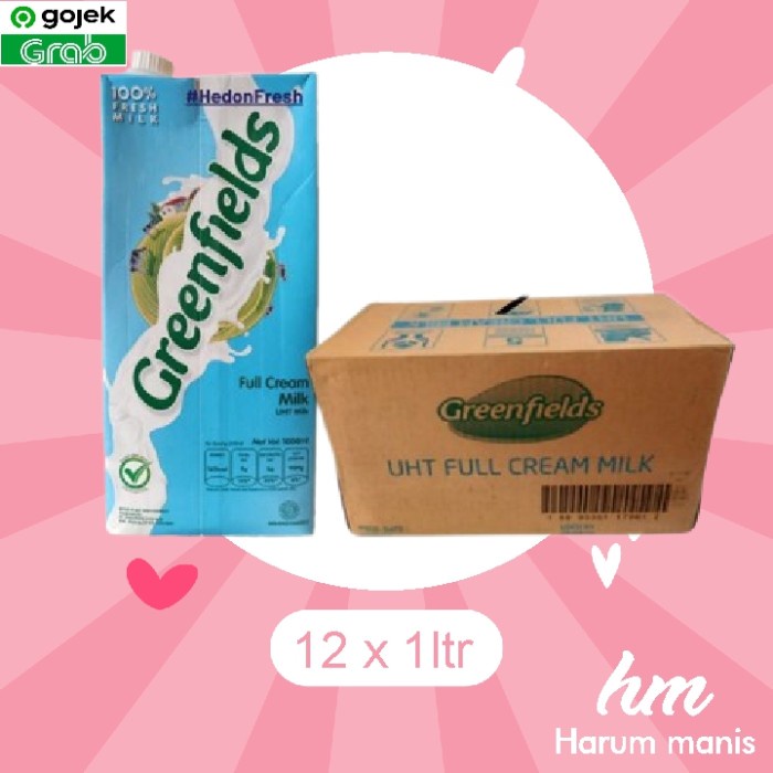 Jual Greenfields Susu UHT Fullcream 1liter karton isi 12 | Shopee Indonesia
