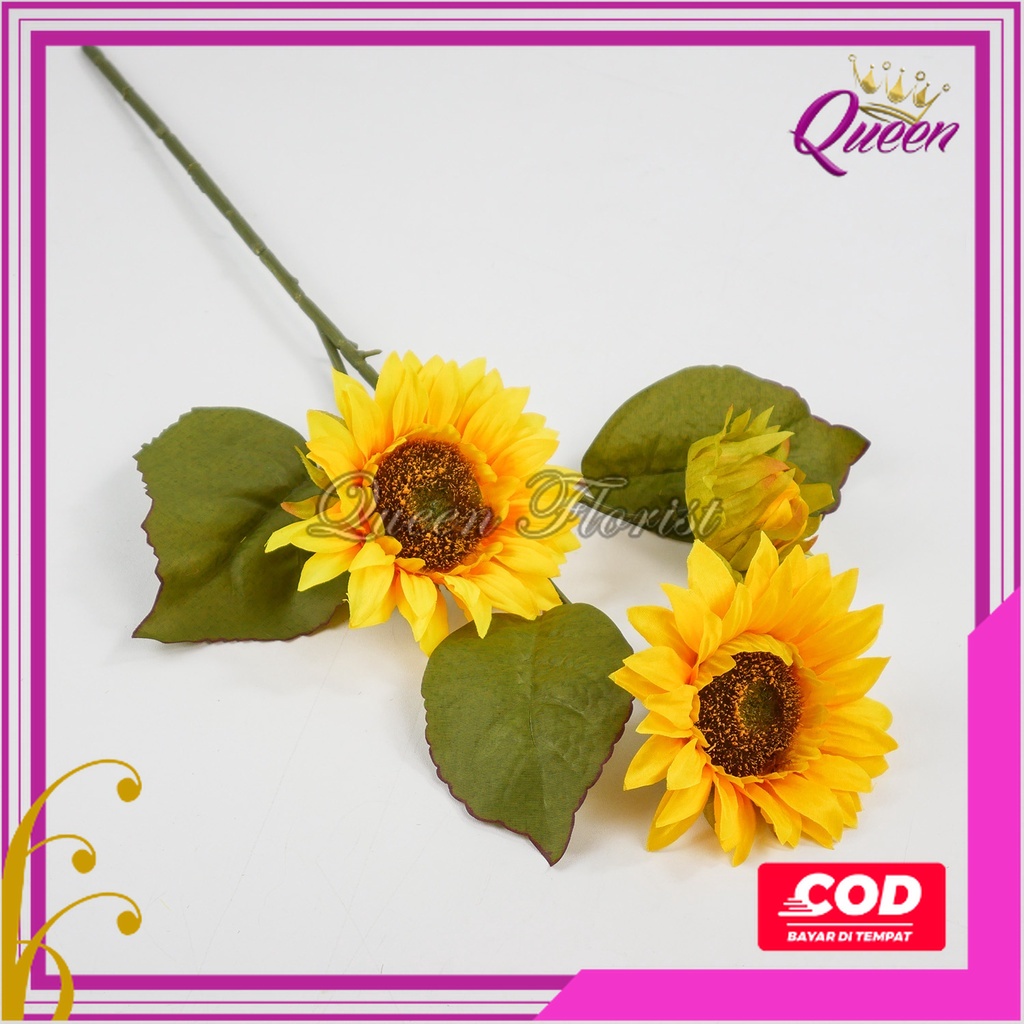 Jual BUNGA MATAHARI KUNCUP M CABANG 3 ARTIFICIAL KAIN DIY BUNGA ...
