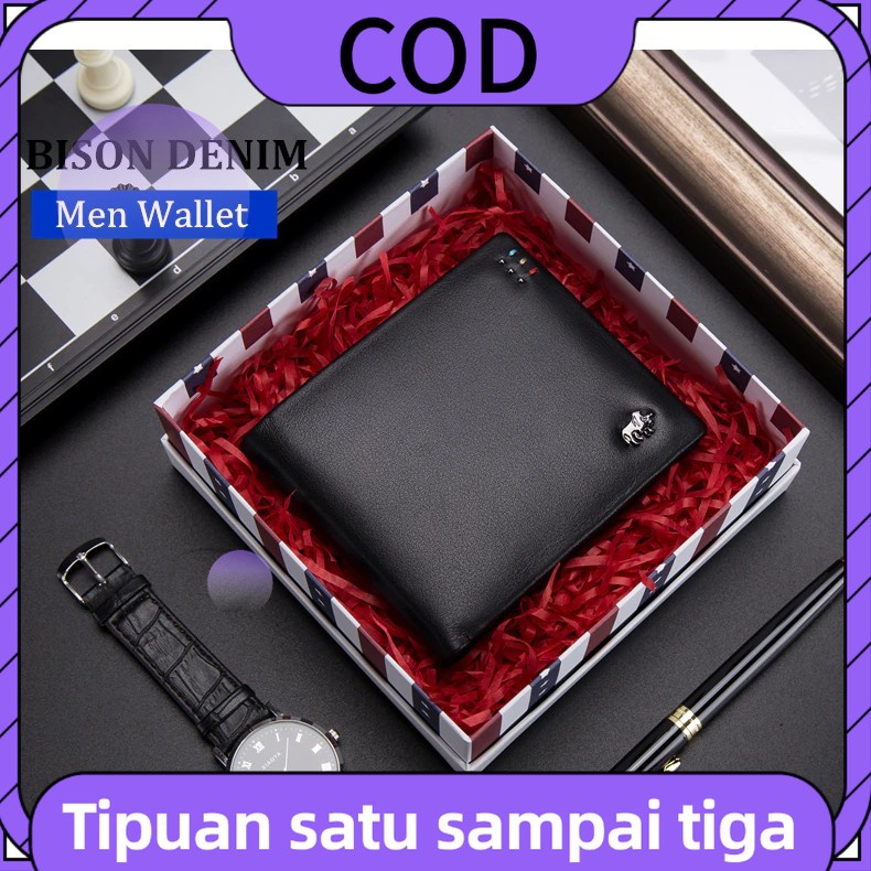 Jual (COD) Bison Denim-Dompet Pria Kulit Sapi Asli Slim Bifold (N4411 ...