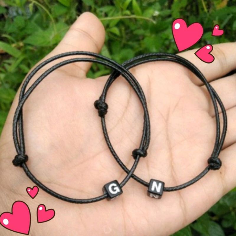 Jual (UNO)GELANG INISIAL HURUF SINGLE SLIDE TANPA KEMASAN DADU TALI ...