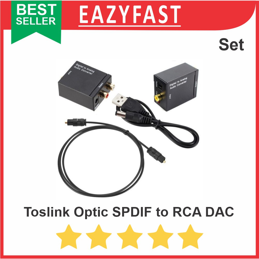 Jual Toslink DAC Digital to Analog Audio Converter Optic SPDIF Coaxial RCA | Shopee Indonesia