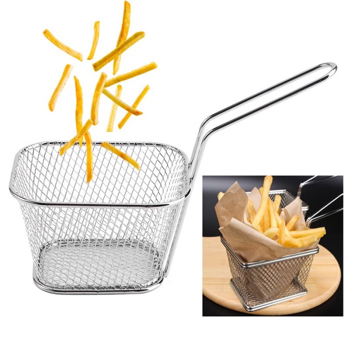 Jual Keranjang tempat kentang goreng stainless lucu estetik chips ...