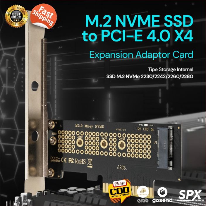 Jual NVME M2 SSD to PCI-E 4.0 X4 Expansion Adapter PCI Express Card ...