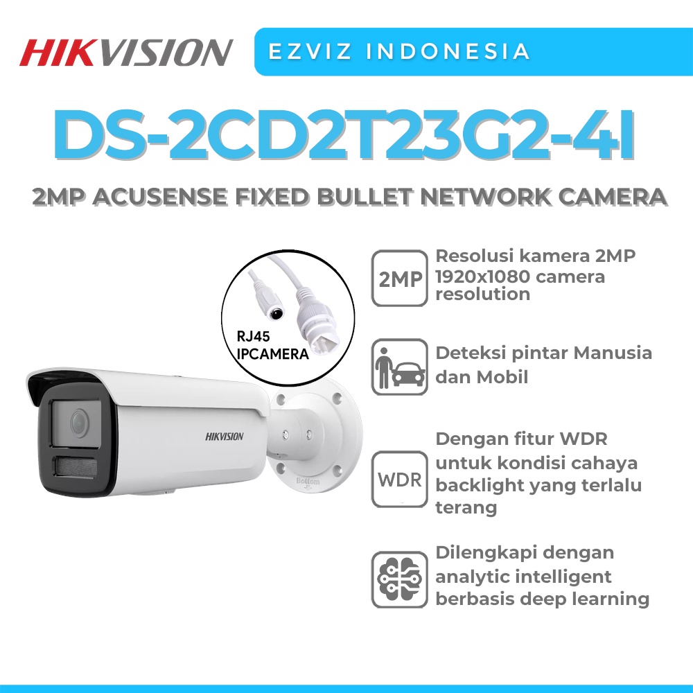 Jual HIKVISION DS-2CD2T23G2-4I 2MP ACUSENSE FIXED BULLET NETWORK CAMERA | Shopee Indonesia