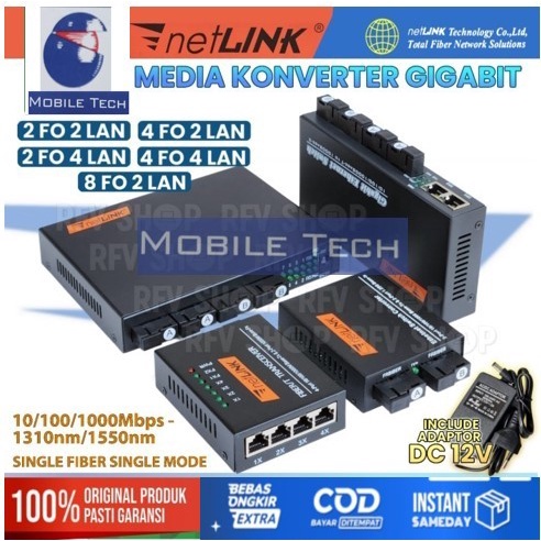 Jual GIGABIT MEDIA CONVERTER 2 / 4 / 8 FO - 2 / 4 LAN FIBER OPTIK NETLINK | Shopee Indonesia