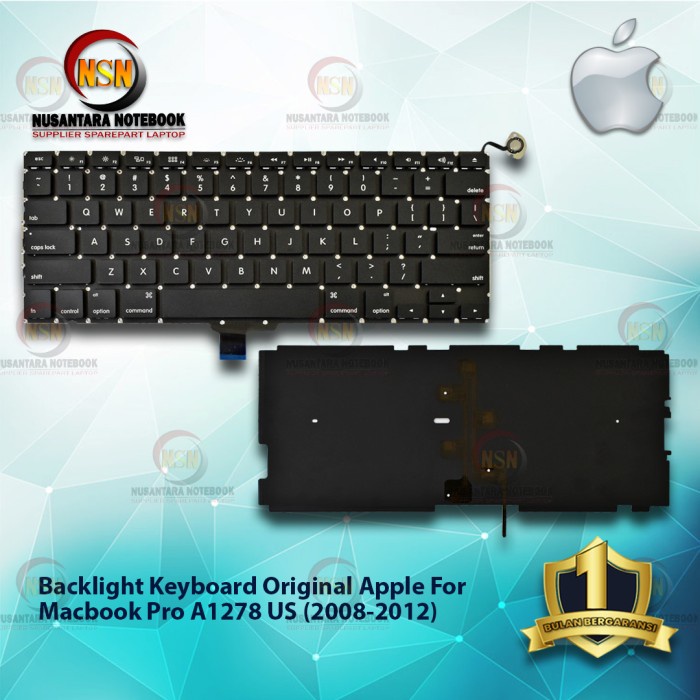Jual KEYBOARD + BACKLIGHT APPLE MACBOOK US A1278 2008-2012 | Shopee ...