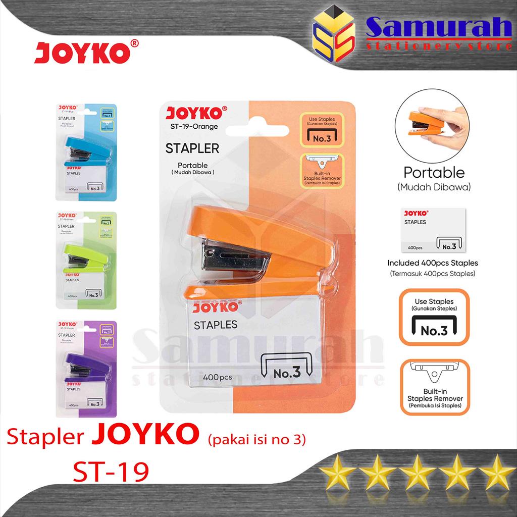 Jual Stapler Joyko ST 19 Portable isi Staples no 3 / Strapler ST19 Mini refill 24/6 1 set ...