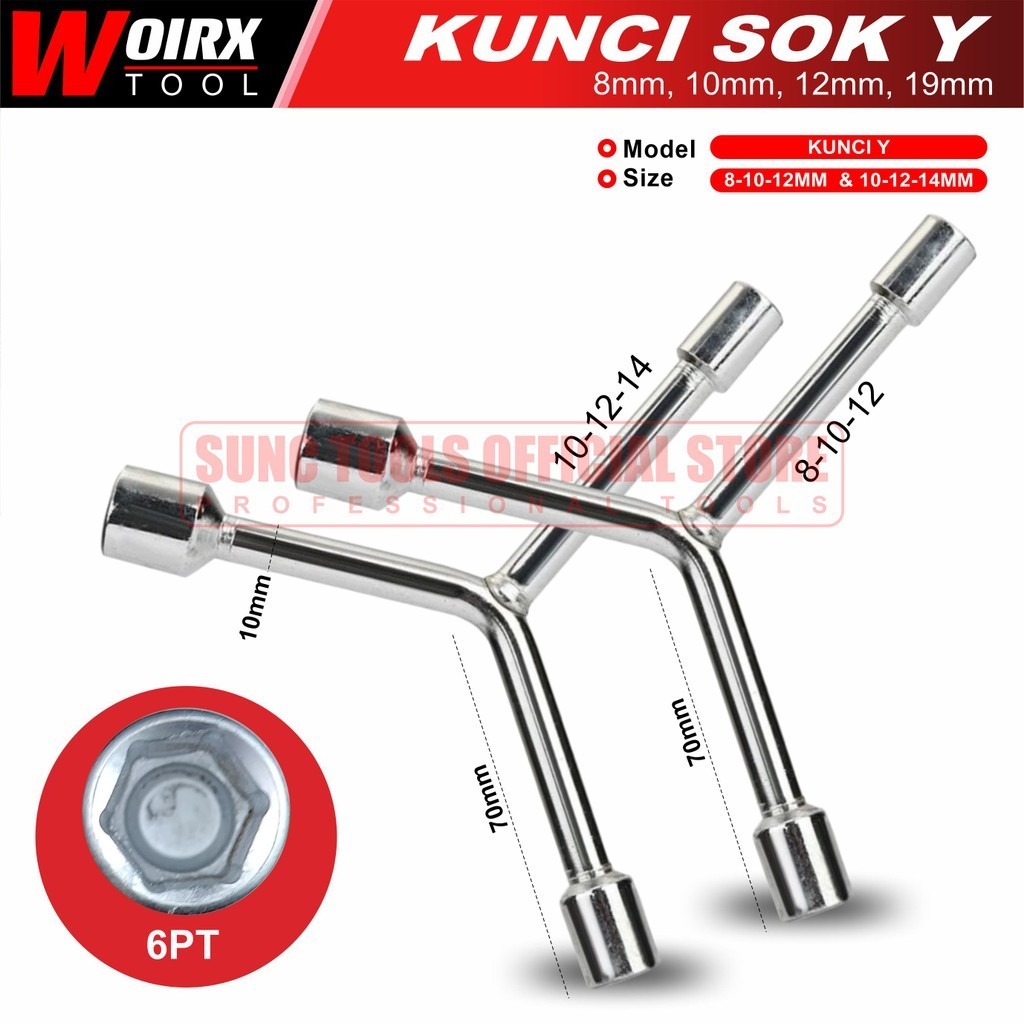 Jual WOIRX TOOL Kunci Y Kunci Sok Y 8mm 10mm 12mm 14mm Sock Socket ...