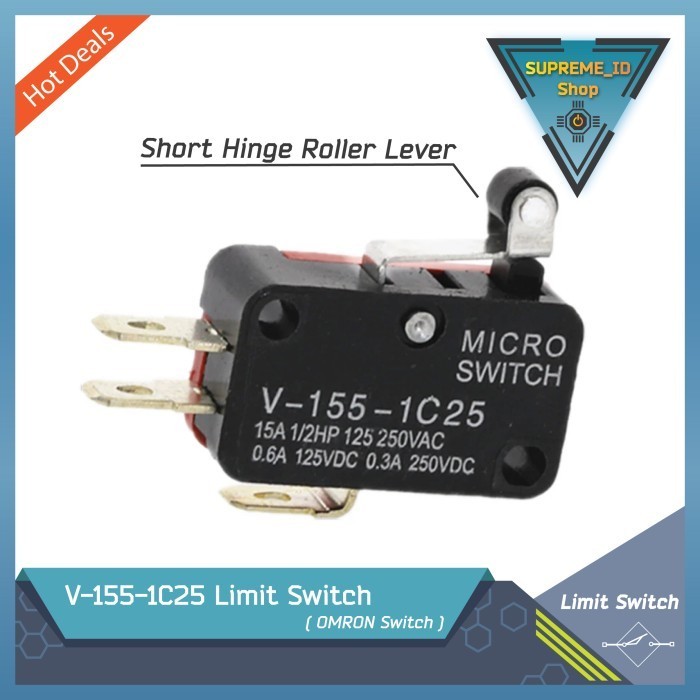 Jual V-155-1C25 OMRON Micro Limit / Contact Switch Short Hinge Roller Lever | Shopee Indonesia