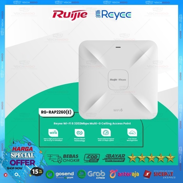 Jual Ruijie RG-RAP2260(E) Wi-Fi 6 Ceiling Access Point - Multi-Gigabit ...