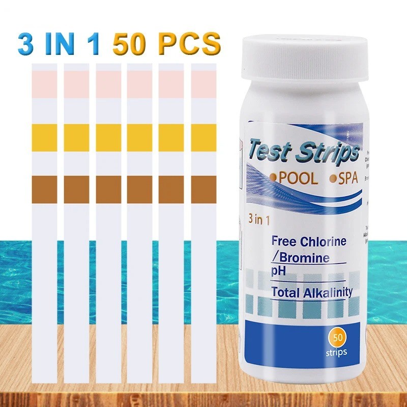 Jual 3-In-1 Chlorine PH Test Strips SPA Swimming Pool Water Tester ...