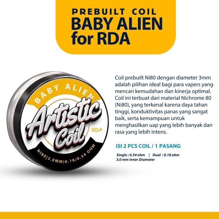 Jual Artistic Coil RDA 3.0MM NI80 Baby Alien Prebuilt Coil | Shopee ...
