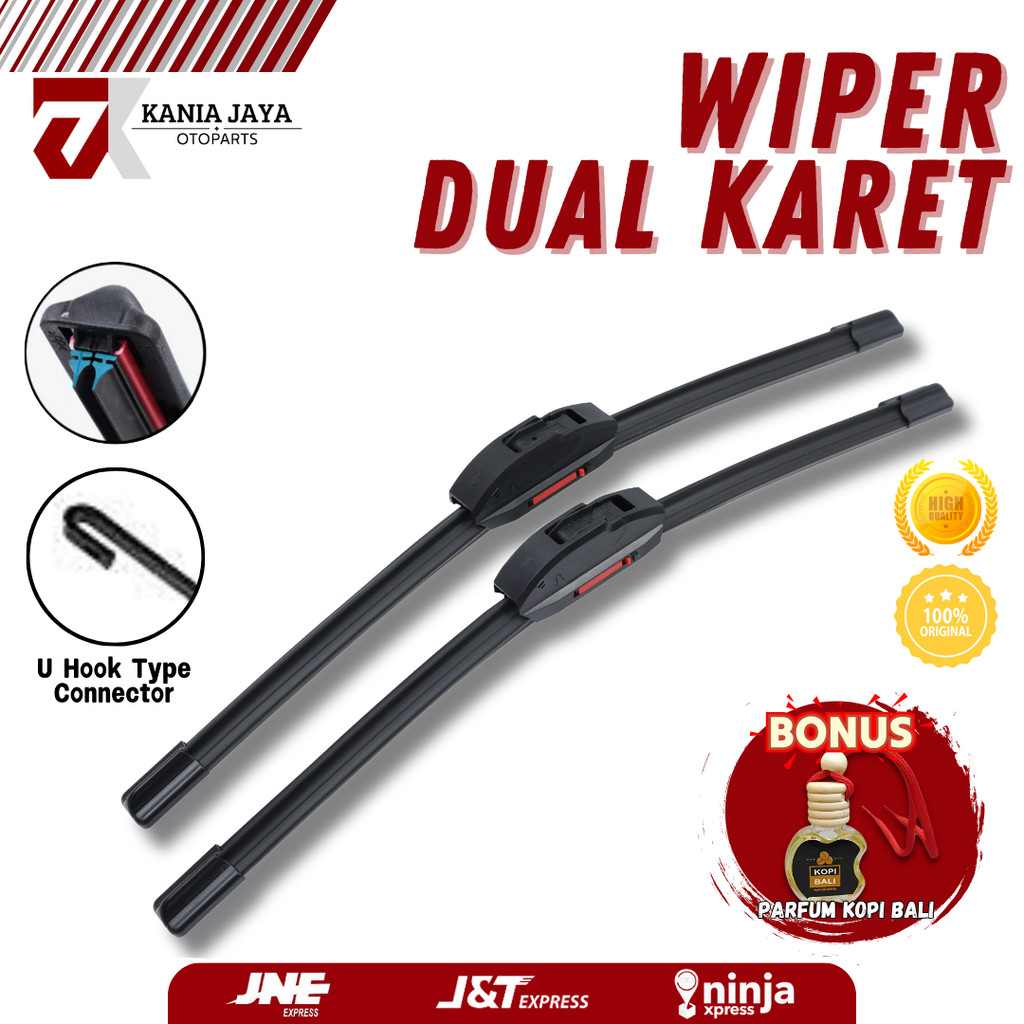 Jual Wiper Dual Karet Double Blade Frameless Model Karet Ganda Universal Untuk Semua Tipe Mobil ...