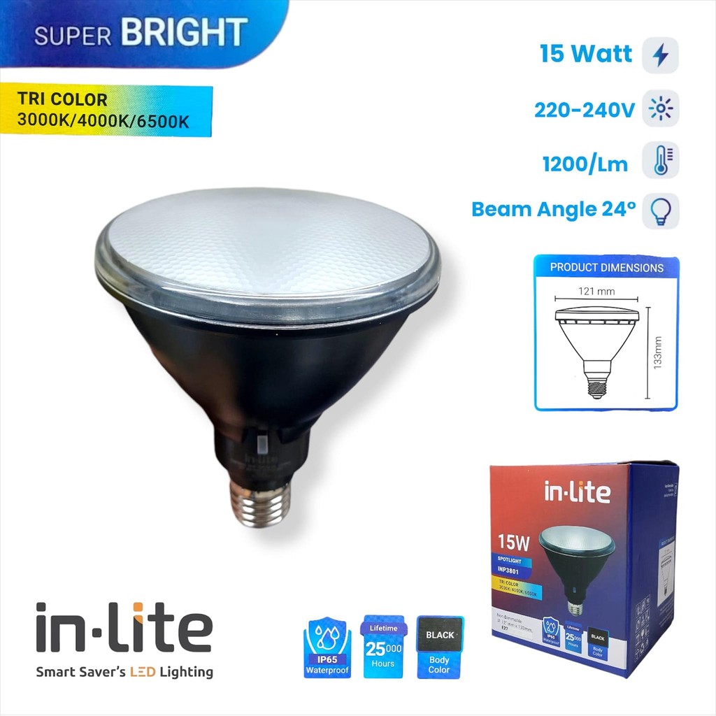 Jual INLITE PAR3801 15WATT BODY HITAM TRICOLOR Light LED 15W INP3801 ...