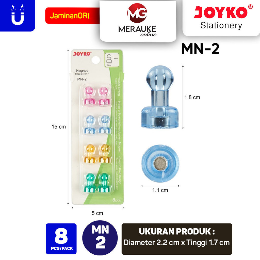 Jual Joyko Magnet Warna Magnet Papan Tulis MN-2 1 set isi 8 pcs ...