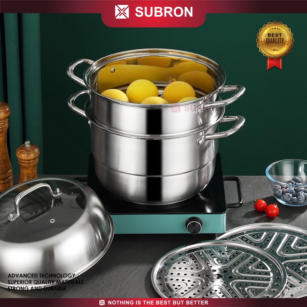Jual SUBRON Panci Kukus 3 Susun 32cm 34cm Steam Pot Steamer Siomay ...