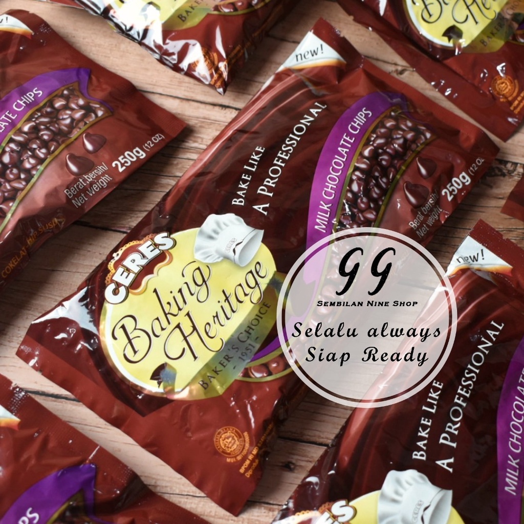 Jual CERES BAKING HERITAGE MILK Chocolate CHIPS 250 GRAM Cokelat Chip ...