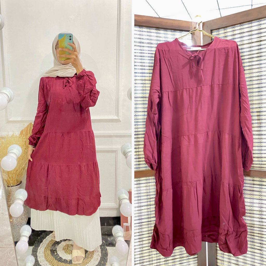 Jual BAJU BATIK TERBARU GAMIS RAYON POLOS PUTIH GAMIS RAYON PREMIUM ...