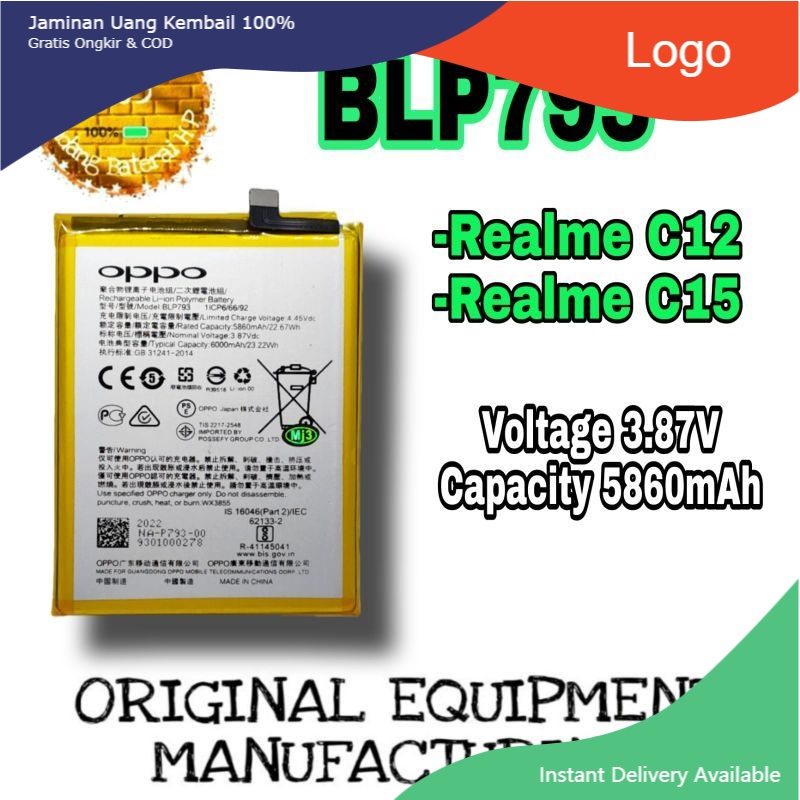 Jual Baterai Original Realme BLP793 Realme C11/C12/C15/C25/Narzo 30A ...