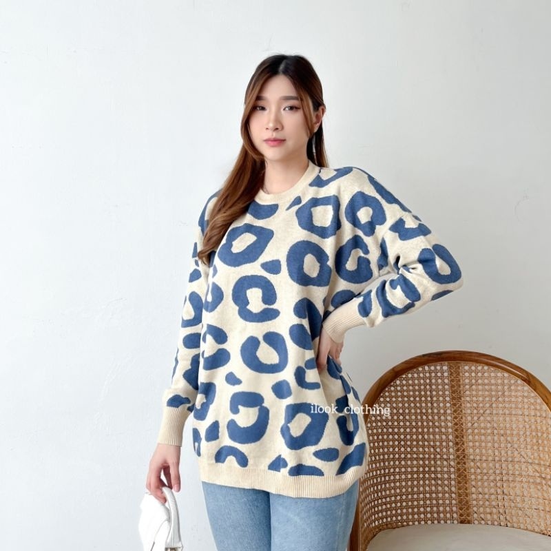 Jual FIO OVERSIZE TOPS atasan rajut katun halus adem tangan panjang hijab friendly bigsize ...