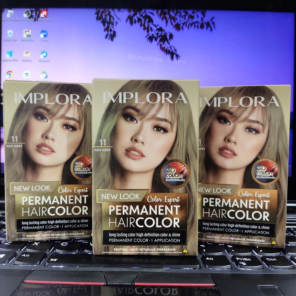 Jual CAT RAMBUT ASH GREY IMPLORA / PEWARNA RAMBUT / COLOR HAIR / 2X30ML ...