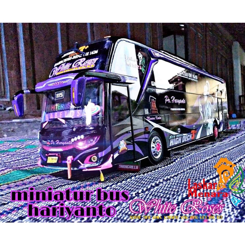 Jual Miniatur jet bus Haryanto doubel Dekker bus viral telolet basuri full farisi lampu leed 3 ...