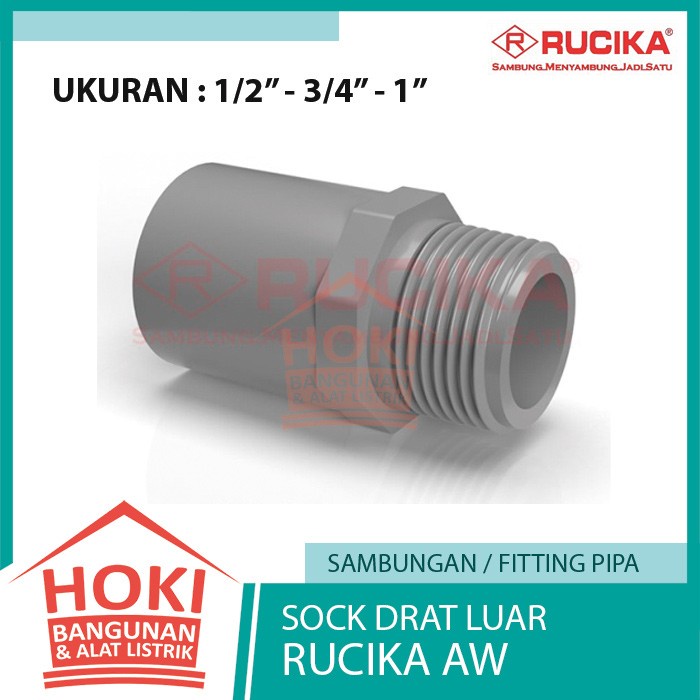 Jual SOCK DRAT LUAR 1/2" 3/4" 1" RUCIKA AW - Sok Sambungan Pipa PVC SDL ...