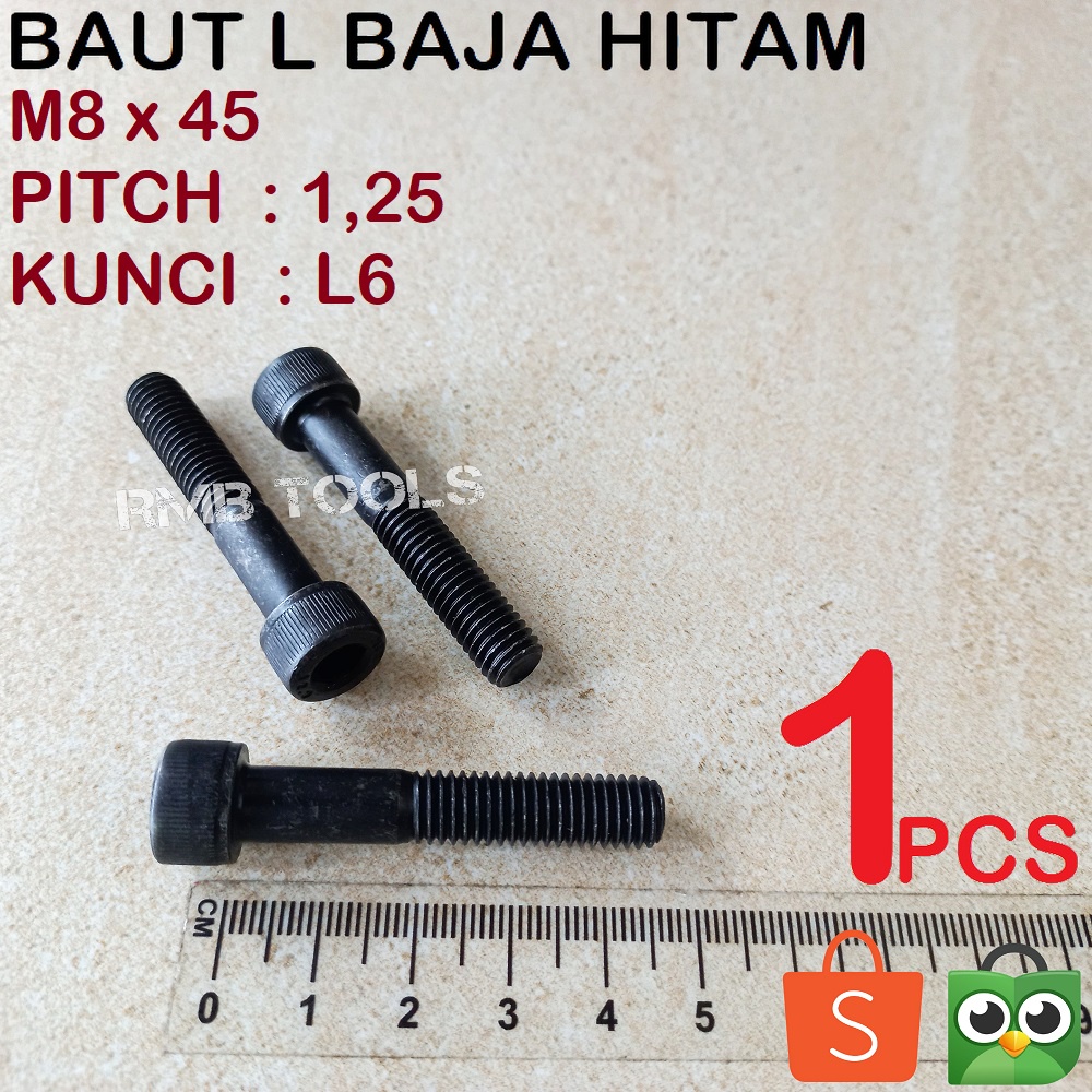 Jual BAUT L BAJA M8x45 HQ Grade 12.9 / Baut L Baja Socket Cap HT M8 | Shopee Indonesia