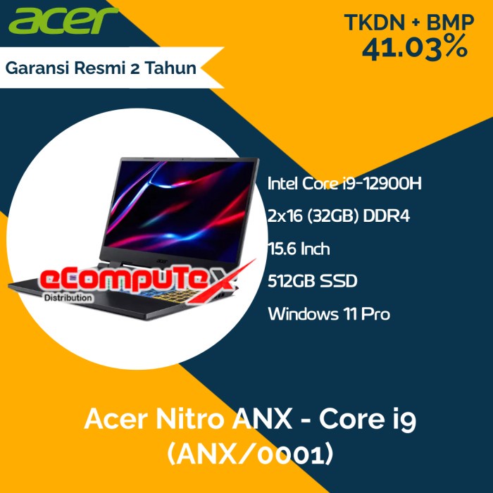 Jual Laptop Gaming Acer Nitro ANX (ANX/0001) i9 32GB 512GB - TKDN RESMI ...