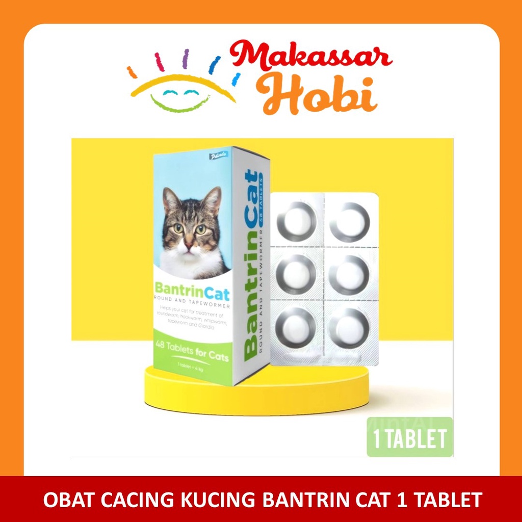 Jual Bantrin Cat 1 Tablet Obat Cacing Kucing Anti Cacingan Drontal ...