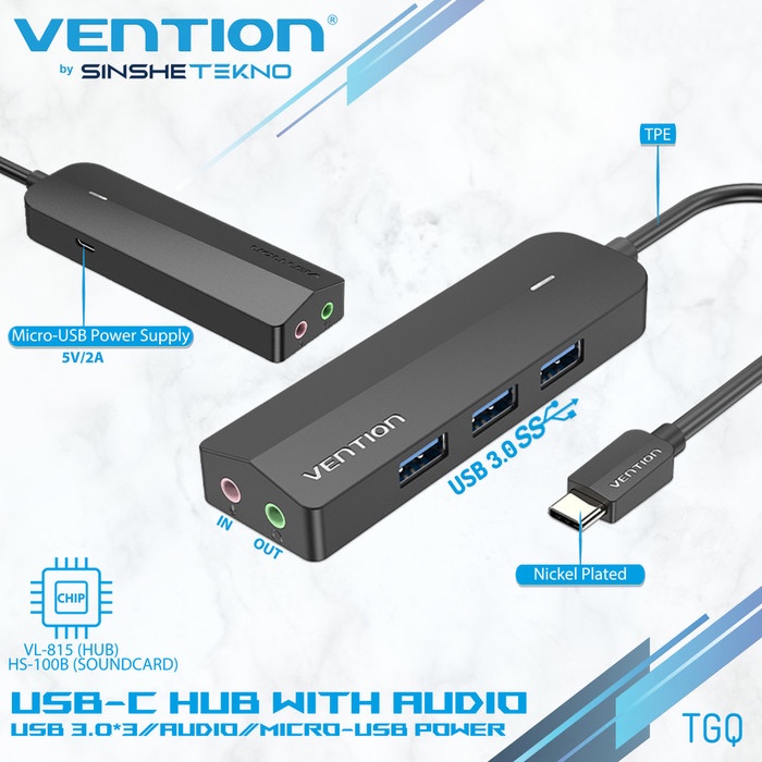 Jual Vention USB Type C to USB Hub 3.0 | Sound Card External Stereo ...