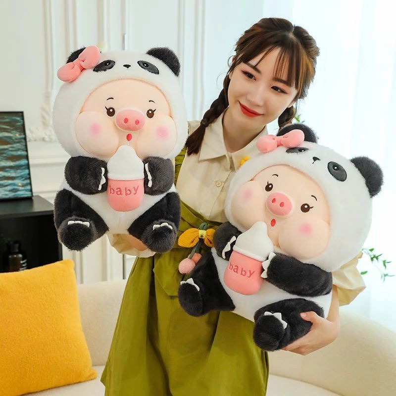 Jual Boneka Piggy Dot Hoodie Panda jumbo Pig Dot Panda Boneka Panda ...