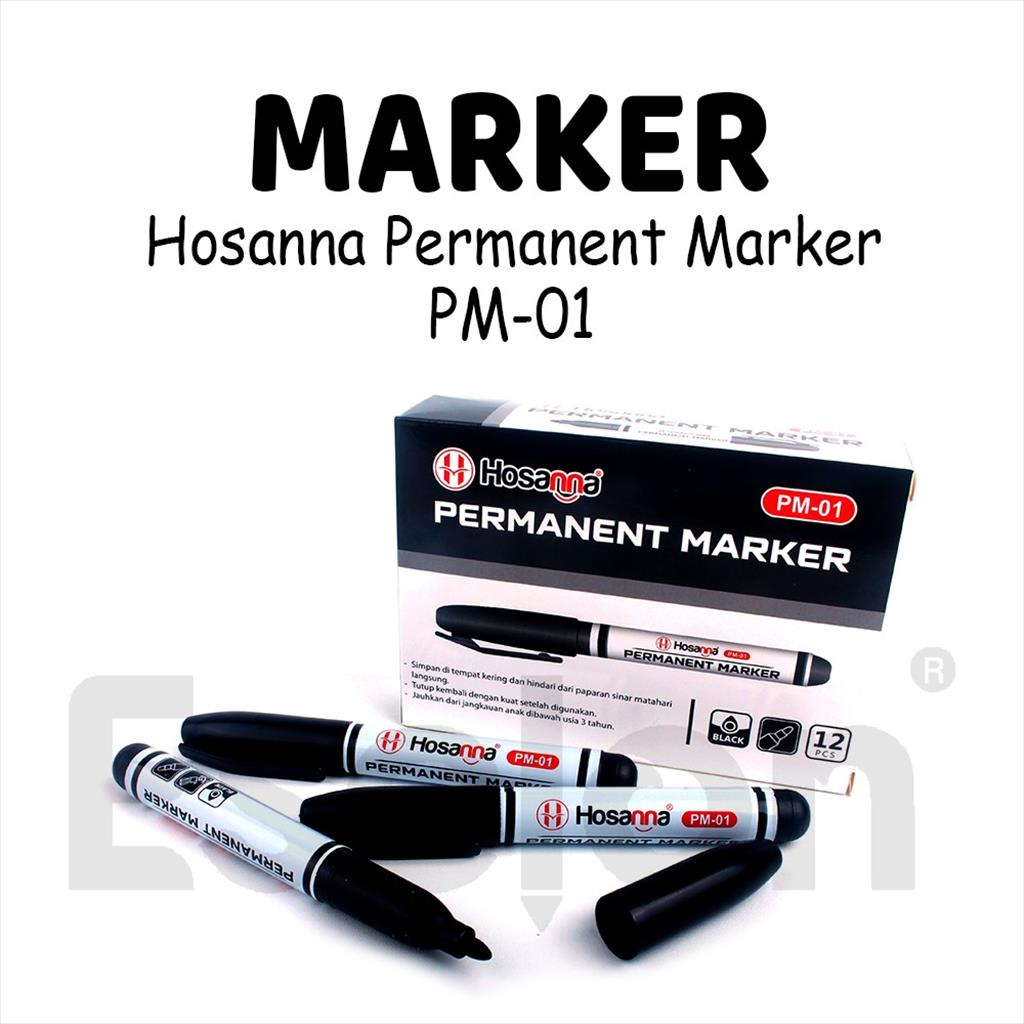 Jual 12pcs Spidol Permanent Hosanna PM-01 / 1 Pak Spidol Tidak Bisa ...