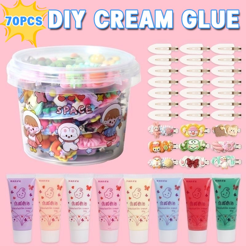 Jual 70 PCS DIY Jepit Rambut Dengan Ember Penyimpanan SET DIY Cream ...