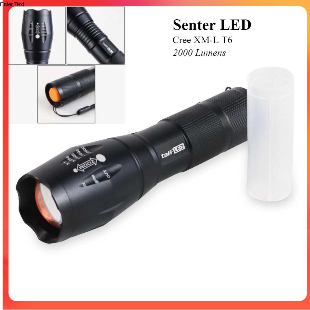 Jual Senter LED Cree XM-L T6 2000 Lumens Jarak Penerangan 500 Meter ...