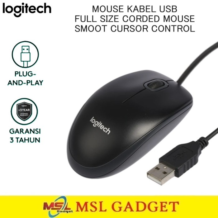 Jual LOGITECH Wired Mouse Kabel USB Optical 800DPI B100 | Shopee Indonesia