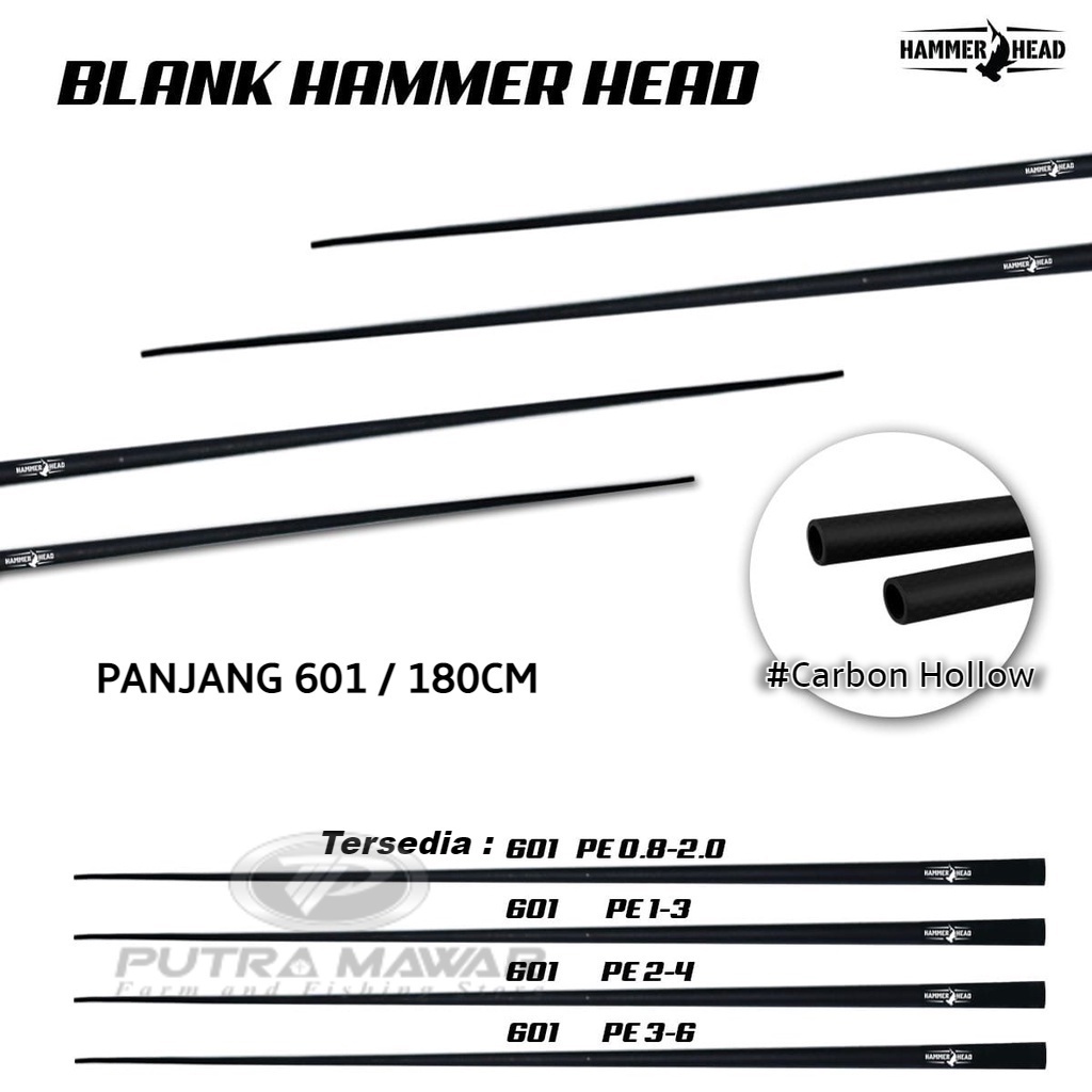 Jual Blank Ujung Carbon Hollow Hammerhead Panjang 180cm 210cm Pe 1-3 2-4 3-6 4-8 dan 5-10 Buat ...