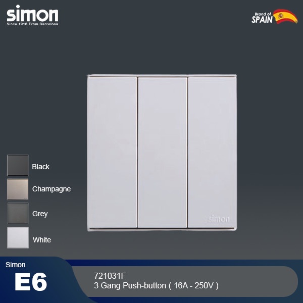 Jual SIMON E6 Push Button 3 Gang Push-button ( 16A - 250V ) 721031F ...
