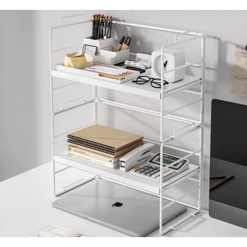 Jual Rak Buku / Laptop Organizer / Rak Kayu Besi Susun Minimalis Kuat ...