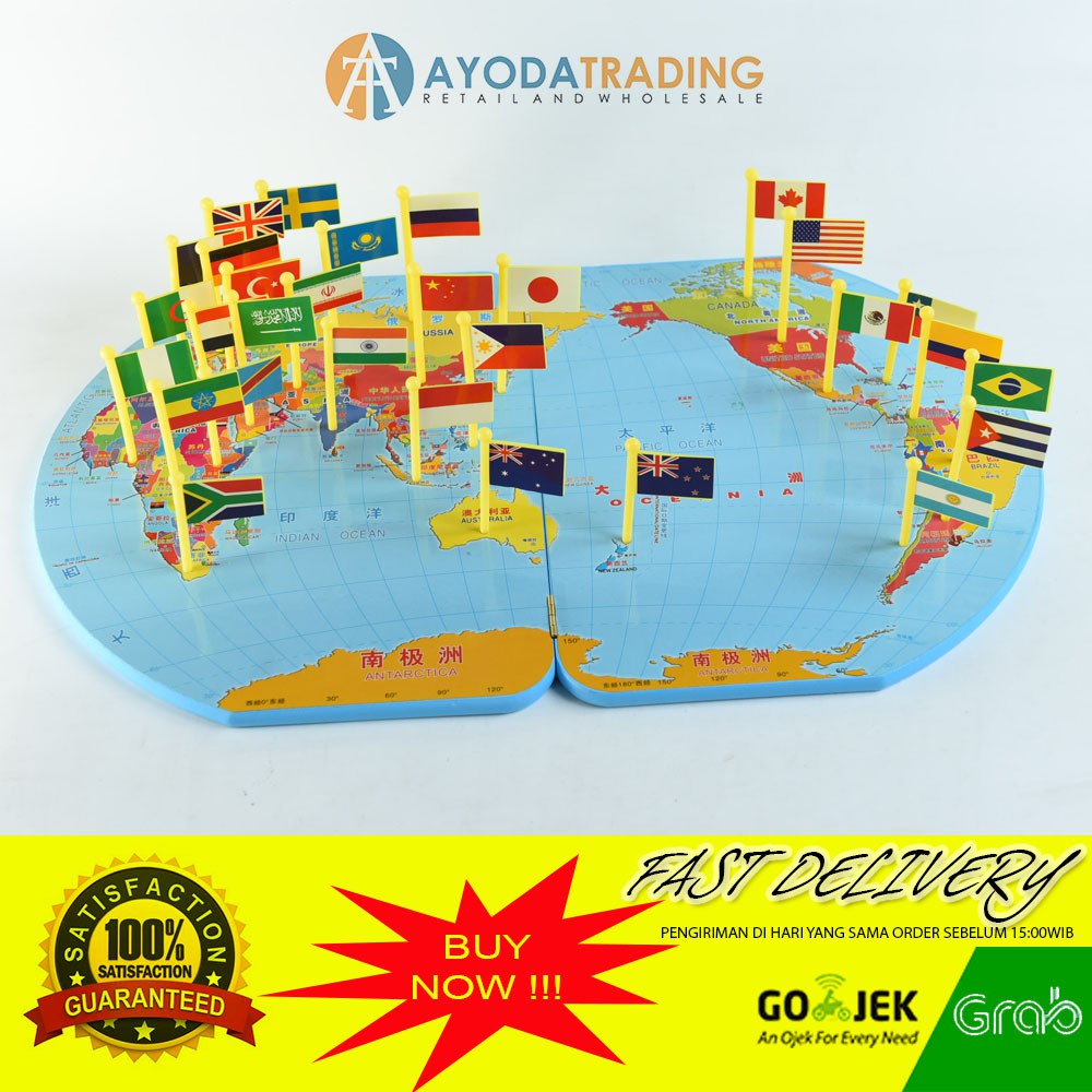 Jual AR58YT Mainan Edukasi Peta Bendera Dunia World Flag of The World ...