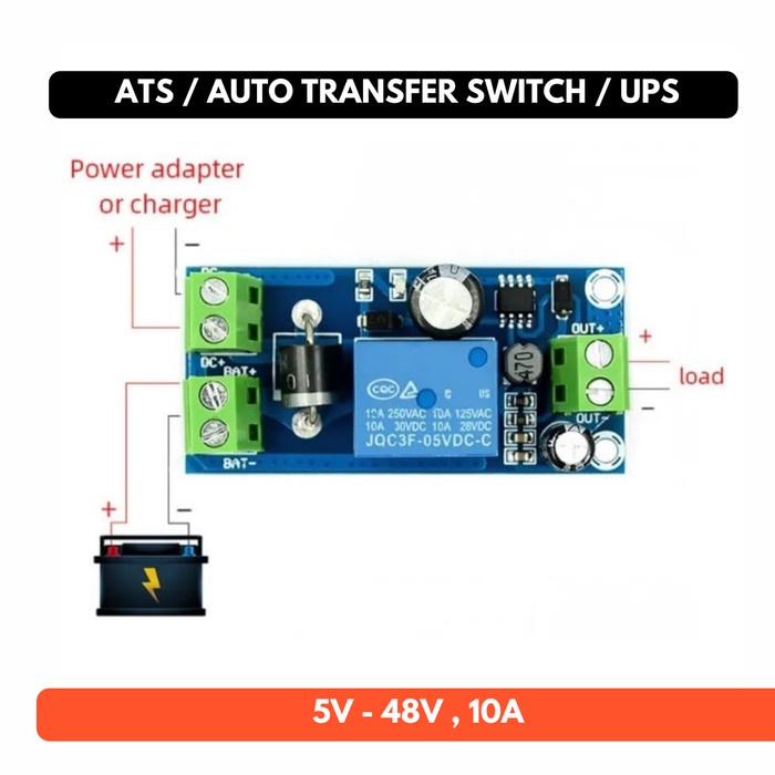 Jual UPS ATS 5v 9v 12v Auto Transfer Switch 5-48v Baterai Backup Mati ...