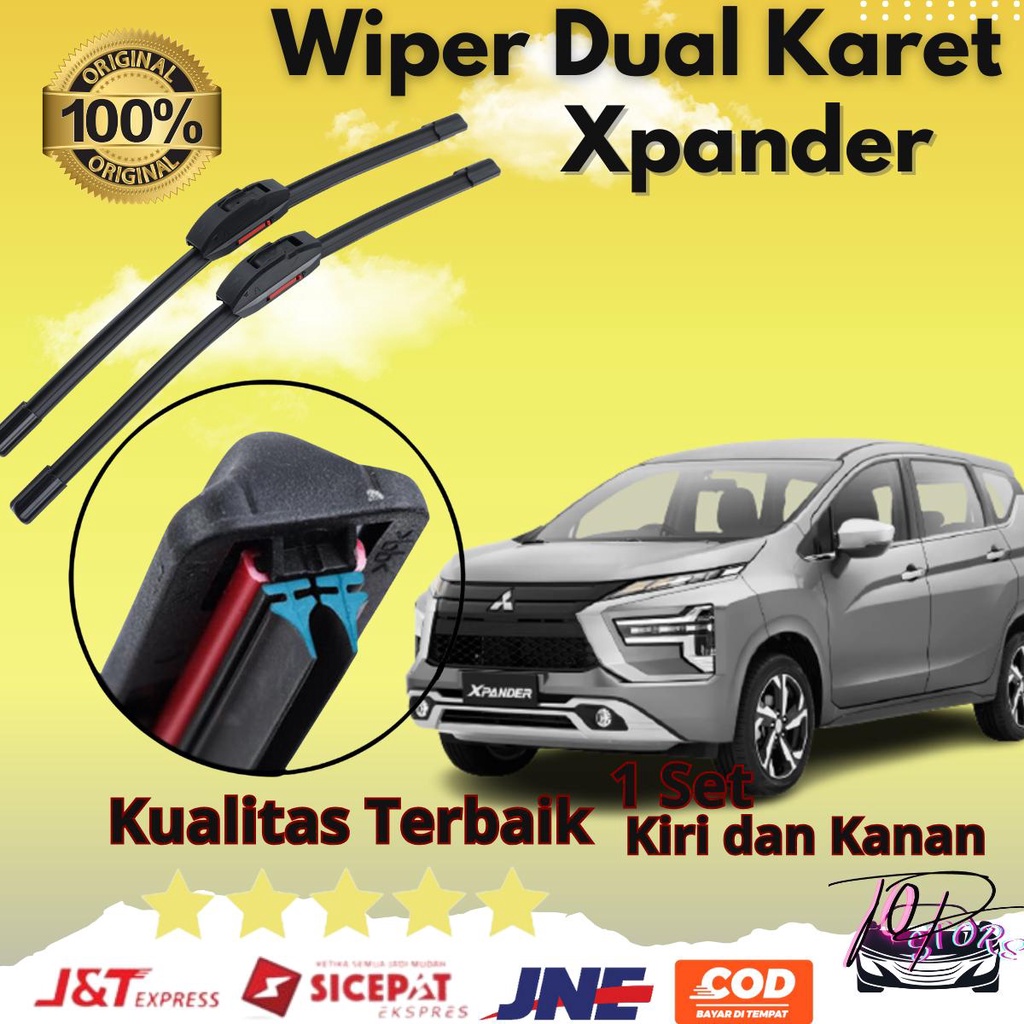 Jual Wiper Double Karet / Dual Karet Mobil Mistsubishi Xpander Frameless 1 Set Kiri dan Kanan ...