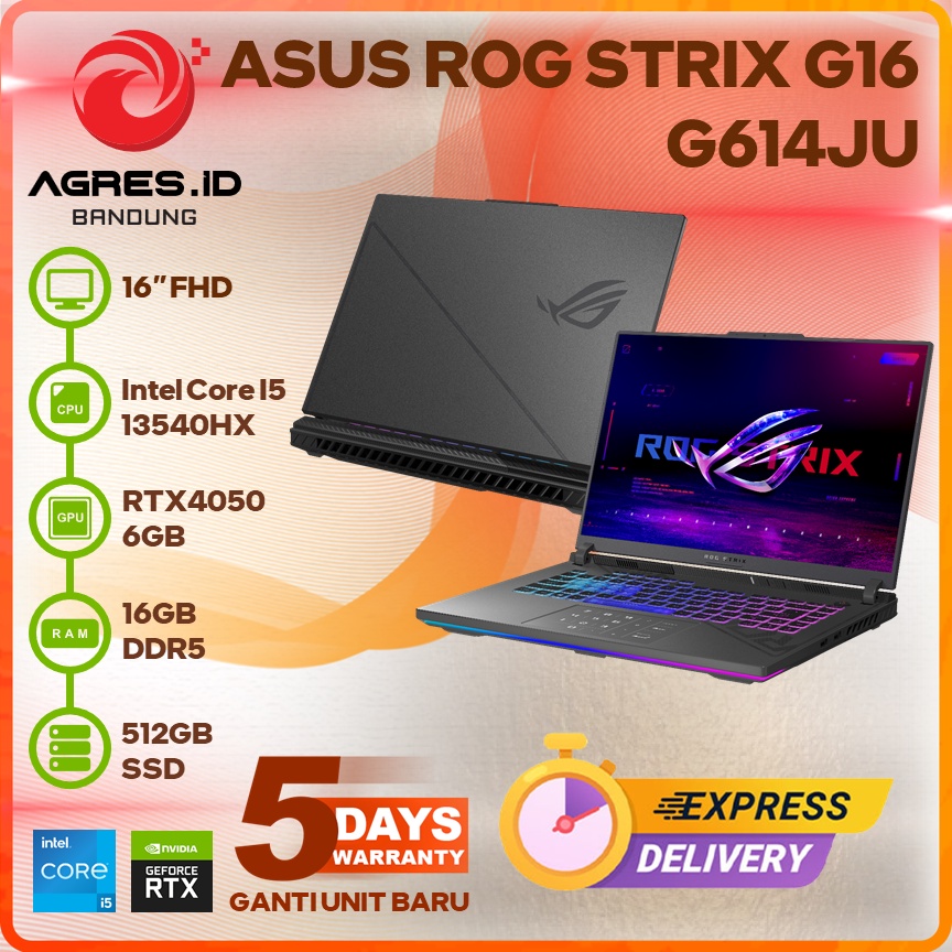 Jual ASUS ROG STRIX G16 G614JU I5 13540HX RTX4050 16GB 512GB 16.0FHD ...