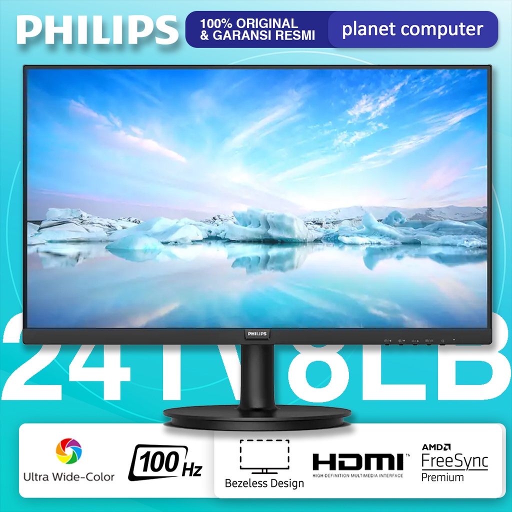 Jual Monitor LED Philips 241V8LB 24" 100Hz VA FHD 1080p 8 bit VGA HDMI ...