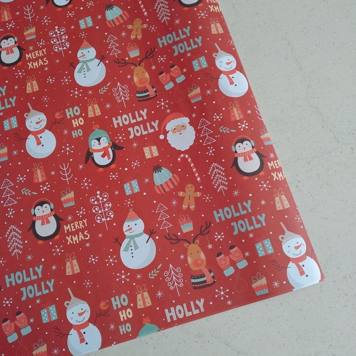 Jual Kertas Kado Premium Wrapping Motif Boneka Salju Merah - Edisi ...
