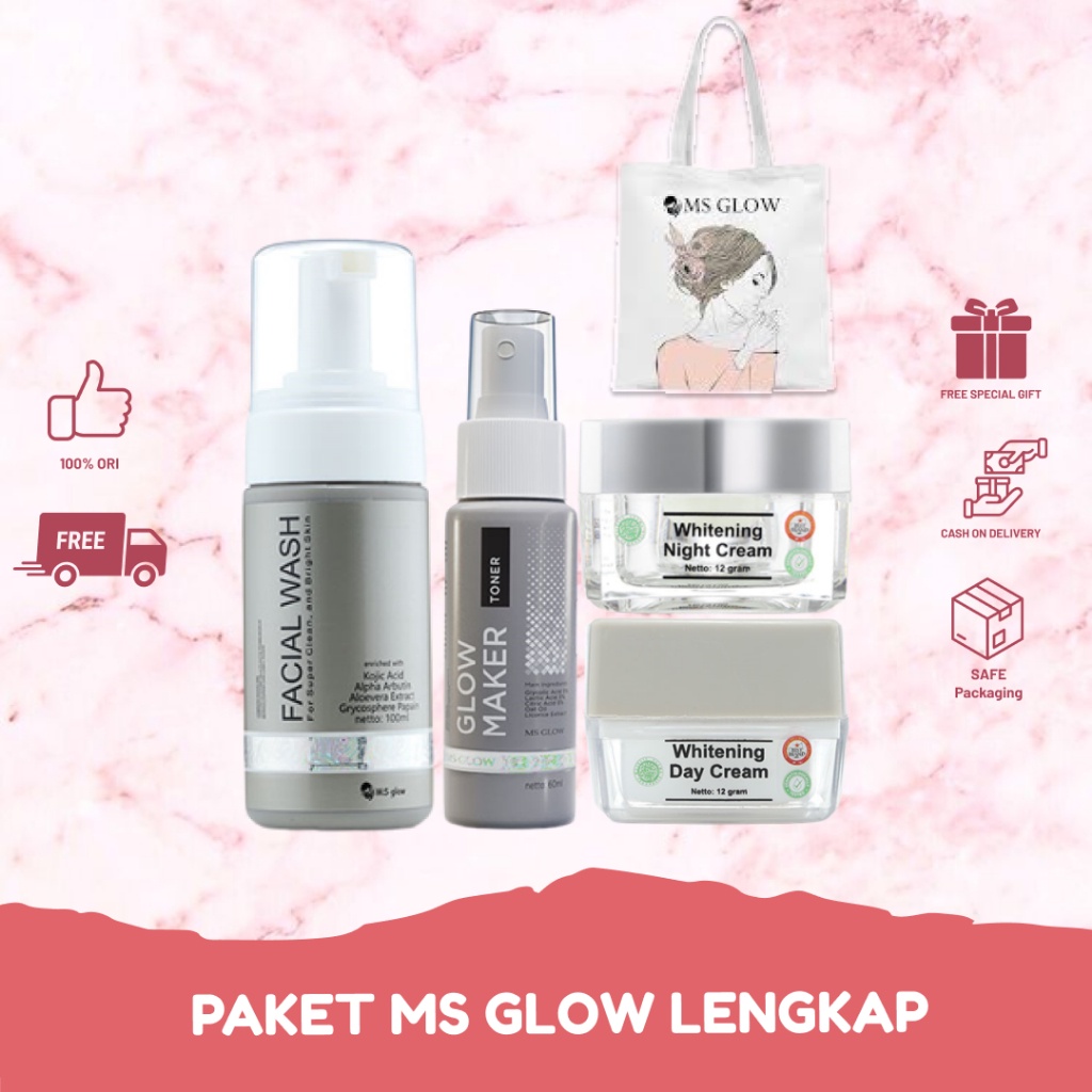 Jual PAKET WAJAH MS GLOW LENGKAP - paket whitening paket acne paket ...
