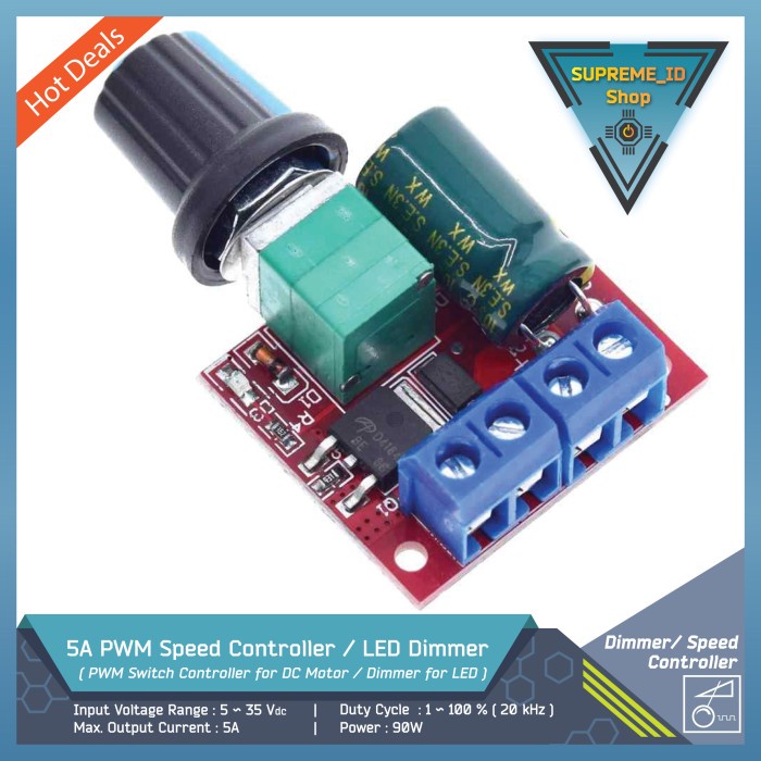 Jual Mini 5A Adjustable PWM Speed Controller DC Motor / LED Dimmer for Desktop Microcontroller ...